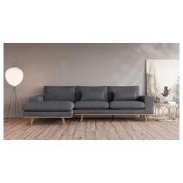 Ecksofa Home Affaire "Torino B/T/H: 282/151/81 cm" Sofas Gr. B/H/T: 282cm x 81cm x 151cm, Chenille, Recamiere links, grau (anthrazit) L-Form, edler Holzrahmen, incl. Zierkissen, auch in Bouclé