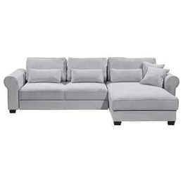 Ecksofa ED EXCITING DESIGN "Angelina L-Form" Sofas Gr. B/H/T: 318cm x 93cm x 197cm, Cord, Recamiere beidseitig montierbar, grau frei im Raum stellbar, mit Bettkasten, Schlaffunktion