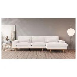 Ecksofa Home Affaire "Torino B/T/H: 282/151/81 cm" Sofas Gr. B/H/T: 282cm x 81cm x 151cm, Bouclé, Recamiere rechts, beige (creme) L-Form, edler Holzrahmen, incl. Zierkissen, auch in Bouclé