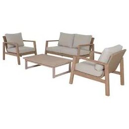 Gartenlounge-Set Garden Pleasure "»SAN«", braun (braun, washed braun), FSC-zertifizierter Holzwerkstoff, Wicker/Kunststoffgeflecht, Sitzmöbel-Sets, 2 Sessel, Tisch LxB: 106x66 cm, inkl Kissen