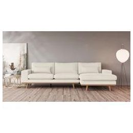 Ecksofa Home Affaire "Torino B/T/H: 282/151/81 cm" Sofas Gr. B/H/T: 282cm x 81cm x 151cm, Struktur weich, Recamiere rechts, beige (creme) L-Form, edler Holzrahmen, incl. Zierkissen, auch in Bouclé