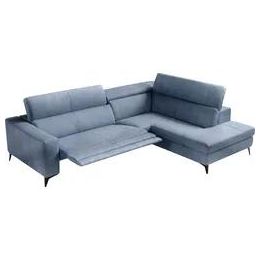 Ecksofa Egoitaliano "Edith, Designsofa mit hohem Sitzkomfort, L-Form" Sofas Gr. B/H/T: 269cm x 96cm x 203cm, Luxus-Microfaser Lederoptik, Ottomane rechts, grau (hellgrau) inkl. elektrischer Relaxfunktion und manuell verstellbaren Kopfteilen