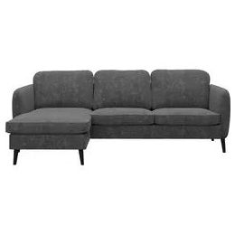 Ecksofa Inosign "Ikano" Sofas Gr. B/H/T: 225cm x 80cm x 143cm, Flachgewebe, Recamiere links, grau (dunkelgrau) Massivholz Konstruktion, Wellenunterfederung im Sitz