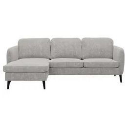 Ecksofa Inosign "Ikano" Sofas Gr. B/H/T: 225cm x 80cm x 143cm, Flachgewebe, Recamiere links, grau (hellgrau) Massivholz Konstruktion, Wellenunterfederung im Sitz