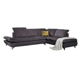 Ecksofa W.Schillig "taoo" Sofas Gr. B/H/T: 296cm x 84cm x 242cm, Longlife fabric Velourgewebe S41, Ottomane rechts, mit Kopfteilverstellung-mit Sitztiefenverstellung, grau (dolphin s41) mit Sitziefenverstellung & Kopfteilverstellung