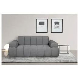 2-Sitzer Inosign "LYOTH" Sofas Gr. B/H/T: 180cm x 71cm x 93cm, Struktur weich, grau (anthrazit) moderne Steppung, Armlehnen in Kissenoptik, BTH: 1809371 cm