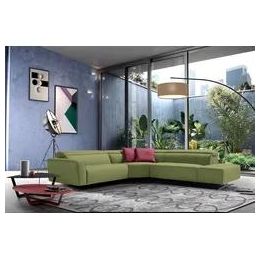 Ecksofa Egoitaliano Sofas Gr. B/H/T: 314cm x 96cm x 284cm, Luxus-Microfaser BLUSH, Recamiere rechts-Relaxelement links, mit Relaxfunktion, grün (kiwi) mit Relaxfunktion und verstellbaren Kopfteilelementen