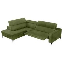 Ecksofa Egoitaliano "Edith, Designsofa mit hohem Sitzkomfort, L-Form" Sofas Gr. B/H/T: 269cm x 96cm x 203cm, Luxus-Microfaser BLUSH, Ottomane links, grün (kiwi) inkl. elektrischer Relaxfunktion und manuell verstellbaren Kopfteilen