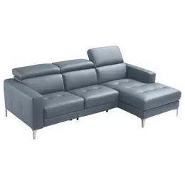 Ecksofa Egoitaliano "Matt, erstklassiger Sitzkomfort, aufwendige Detailverarbeitung, L-Form" Sofas Gr. B/H: 247cm x 100cm, Leder BULL, Recamiere rechts, grau (smoke) mit verstellbaren Kopfteilen zum Relaxen