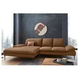 Ecksofa W.Schillig "enjoy&MORE" Sofas Gr. B/H/T: 310cm x 87cm x 185cm, Stoff S37, Recamiere links, mit Kopfteilverstellung-mit Armlehnenverstellung-mit Sitztiefenverstellung, braun (chocolate s37) Sitztiefenverstellung, Füße schwarz pulverbeschichtet, Breite 310 cm