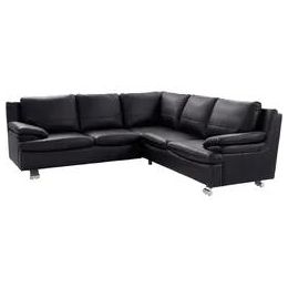 Ecksofa Places of Style "Drover L-Form" Sofas Gr. B/H/T: 247cm x 91cm x 247cm, NaturLEDER LongLife300, schwarz gleichschenklig, in Echtleder