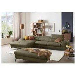 Ecksofa W.Schillig "piedroo" Sofas Gr. B/H/T: 343cm x 70cm x 193cm, Longlife Xtra-Leder Z69, Longchair links, mit Kopfteilverstellung-mit motorischer Sitztiefenverstellung, grün (camouflage z69) Kopfteilverstellung, wahlweise mit Sitztiefenverstellung, Breite 343cm