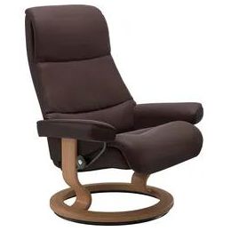 Relaxsessel stressless "View" Sessel Gr. Leder PALOMA, Cross Base Eiche, Relaxfunktion-Drehfunktion-PlusTMSystem-Gleitsystem, B/H/T: 91cm x 109cm x 83cm, braun (chocolate paloma) mit Classic Base, Größe L,Gestell Eiche