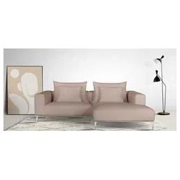 Guido Maria Kretschmer Home & Living Ecksofa GUIDO MARIA KRETSCHMER HOME & LIVING "JANTE L-Form" Sofas Gr. B/H/T: 233cm x 85cm x 172cm, Bouclé, Recamiere rechts, rosa wahlweise Recamiere links oder rechts, mit Chromfüßen