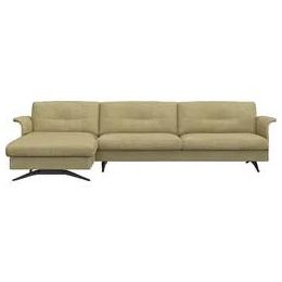 Ecksofa FLEXLUX "Glow, super bequem durch hochwertigem Sitzaufbau mit Federkern, L-Form" Sofas Gr. B/H/T: 305cm x 81cm x 158cm, Bouclé, Chaiselongue links, gelb (mustard yellow) Modernes skandinavisches Design