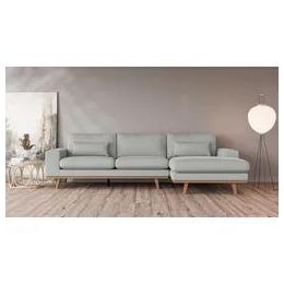 Ecksofa Home Affaire "Torino B/T/H: 282/151/81 cm" Sofas Gr. B/H/T: 282cm x 81cm x 151cm, Struktur weich, Recamiere rechts, grau (hellgrau) L-Form, edler Holzrahmen, incl. Zierkissen, auch in Bouclé