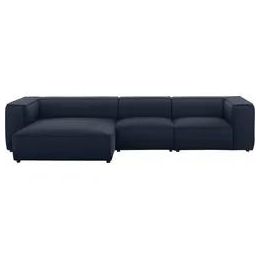 Ecksofa W.Schillig "around-the-block" Sofas Gr. B/H/T: 341cm x 66cm x 164cm, Longlife Xtra-Leder Z59, Longchair links, blau (blau z59) mit eleganter Biese, Federkern, Breite 341 cm