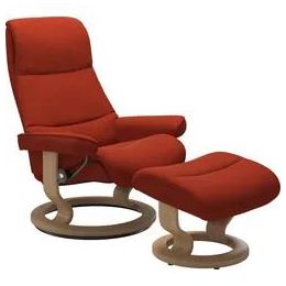 Relaxsessel stressless "View" Sessel Gr. ROHLEDER Stoff Q2 FARON, Cross Base Eiche, Relaxfunktion-Drehfunktion-PlusTMSystem-Gleitsystem, B/H/T: 91cm x 109cm x 83cm, rot (rust q2 faron) mit Classic Base, Größe L,Gestell Eiche