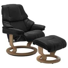 Relaxsessel stressless "Reno" Sessel Gr. Leder PALOMA, Classic Base Eiche, Relaxfunktion-Drehfunktion-PlusTMSystem-Gleitsystem, B/H/T: 79cm x 98cm x 75cm, schwarz (black paloma) mit Classic Base, Größe S, M & L, Gestell Eiche