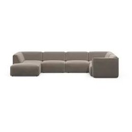 Wohnlandschaft RAUM.ID "Merid U-Form" Sofas Gr. B/H/T: 367cm x 70cm x 206cm, Cord, Ottomane links, grau (taupe) als Modul oder separat verwendbar, für individuelle Zusammenstellung