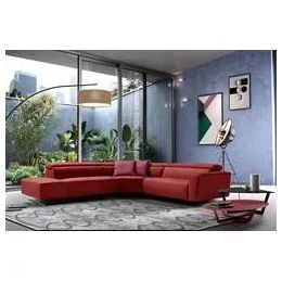 Ecksofa Egoitaliano Sofas Gr. B/H/T: 314cm x 96cm x 284cm, Luxus-Microfaser in Lederoptik, Recamiere links-Relaxelement rechts, mit Relaxfunktion, rot (marsala) mit Relaxfunktion und verstellbaren Kopfteilelementen