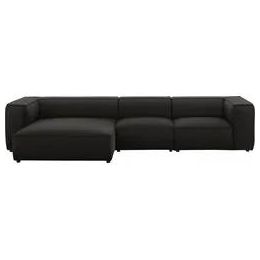 Ecksofa W.Schillig "around-the-block" Sofas Gr. B/H/T: 341cm x 66cm x 164cm, Longlife Xtra-Leder Z59, Longchair links, schwarz (schwarz z59) mit eleganter Biese, Federkern, Breite 341 cm