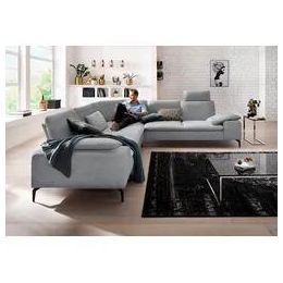 Ecksofa W.Schillig "valentinoo" Sofas Gr. B/H/T: 318cm x 83cm x 298cm, Chenille-Flachgewebe R66, langer Schenkel links, mit Sitztiefenverstellung, grau (dolphin r66) mit Sitztiefenverstellung, Breite 318 cm