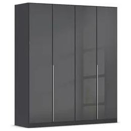 Drehtürenschrank Rauch "Kleiderschrank Kleiderschränke Schrank Garderobe AGORDO mit Glasfront" Schränke Gr. B/H/T: 181 cm x 210 cm x 54 cm, 4 St., grau (graumetallic) durchdachte Innenausstattung, in 6 Breiten und 2 Höhen MADE IN GERMANY