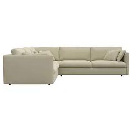 Ecksofa FLEXLUX "Lovane" Sofas Gr. B/H/T: 328cm x 84cm x 295cm, Chenille, Schenkel links, beige (sandy beige) Weich & anschmiegsam, große Sitztiefe auf Kaltschaum, Dekokissen inkl.