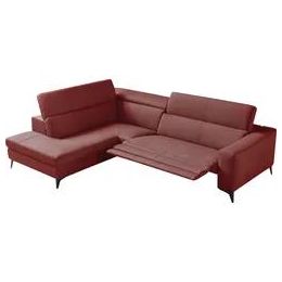 Ecksofa Egoitaliano "Edith, Designsofa mit hohem Sitzkomfort, L-Form" Sofas Gr. B/H/T: 269cm x 96cm x 203cm, Leder BULL, Ottomane links, rot (kirschrot) inkl. elektrischer Relaxfunktion und manuell verstellbaren Kopfteilen