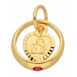 Adelia´s Ketten-Anhänger ADELIA´S "333 Gold Anhänger Taufring mit Rubin Ø 10,6 mm" Schmuckanhänger Gr. Gelbgold 333, rot Damen 333 Gold mit Rubin Goldschmuck für