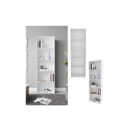 VICCO B&uuml;cherregal Bob, 190 x 60 cm, Wei&szlig;, Wohnzimmer Standregal mit 5 F&auml;chern