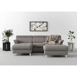 Sit & More Ecksofa SIT & MORE "Marano L-Form", grau (grau 38), B:257cm T:166cm, 100% Polyester, Sofas, Ecksofa, inklusive Kopfteilverstellung, wahlweise mit Bettfunktion, Bettkasten
