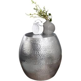 FineBuy - Beistelltisch 42 x 42 x 42 cm Aluminium Dekotisch Orientalisch rund, Designer Ablagetisch Metall modern, Anstelltisch schmal, Kleiner