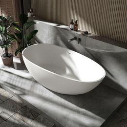 Bernstein Freistehende Badewanne VELA aus Mineralguss Solid Stone -Weiß matt, 170 x 86 cm