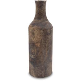 Spetebo Design Holz Blumen Vase groß - dunkelbraun / 46 cm - Holzvase xxl Flasche naturbelassen - Tischdeko Fensterdeko für Kunstpflanzen und Pampasgras