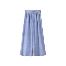 Bershka Hose Damen Größe 34 blau / weiß