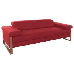 2,5-Sitzer W.Schillig "finn" Sofas Gr. B/H/T: 230cm x 71cm x 106cm, Longlife Xtra-Leder Z59, ohne Kopfteilverstellung-ohne Sitztiefenverstellung, rot (ruby z59) German Design Award 2016, Fußgestell Nussbaum natur, Breite 230 cm