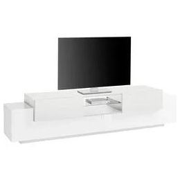 Lowboard Inosign "Coro,Lowboard,TV-Kommode,TV-Möbel,TV-Bank" Sideboards Gr. B/H/T: 220cm x 51cm x 45cm, weiß (weiss/eiche weiss gekalkt) mit 2 Klappen, Türen, 1 Glasboden, Breite 220