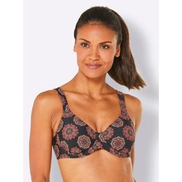 feel good Damen Bikini-Oberteil mit Raffung, schwarz-rot-bedruckt, Gr&ouml;&szlig;e 40C