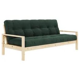 Schlafsofa KARUP DESIGN "KNOB" Sofas Gr. B/H/T: 205cm x 79cm x 95cm, gleichschenklig, Klar lackiert, blau (pale blau) mit Futonmatratze, verschiedene Farben, FSC-zertifiziert, Kiefer