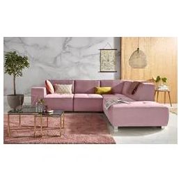 Ecksofa Inosign "Sapporo L-Form" Sofas Gr. B/H/T: 272cm x 78cm x 222cm, Struktur fein, Ottomane rechts, mit elektrischer Vorziehfunktion, rosa (altrosa) wahlweise Bettfunktion oder Sitztiefenverstellung, Federkern