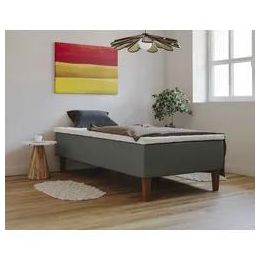 Boxspringbett Home Affaire "Osterberg" Komplettbetten Gr. Struktur 90 x 200, Liegefläche B/L: 90cm x 200cm Betthöhe: 56cm, H3, ohne Matratze, grau (anthracite) Boxspringbett mit Taschen-Federkernunterbox