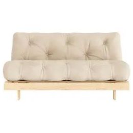 Schlafsofa KARUP DESIGN "Roots 160" Sofas Gr. B/H/T: 160cm x 20cm x 200cm, Baumwollmix, beige Mit Holzstruktur, inkl. Futonmatratze, Liegefläche 160x200 cm