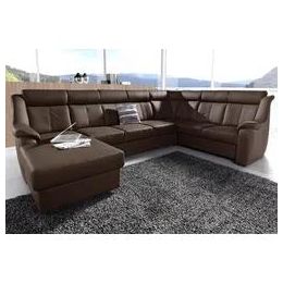 Sit & More Wohnlandschaft SIT & MORE "Basel U-Form" Sofas Gr. B/H/T: 315cm x 98cm x 210cm, Luxus-Microfaser ALTARA NUBUCK, Recamiere links, ohne Relaxfunktion, braun wahlweise mit Relaxfunktion