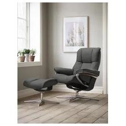 Relaxsessel stressless "Mayfair" Sessel Gr. ROHLEDER Stoff Q2 FARON, Cross Base Schwarz, Relaxfunktion-Drehfunktion-PlusTMSystem-Gleitsystem-BalanceAdaptTM, B/H/T: 92cm x 103cm x 79cm, grau (dark grey q2 faron) mit Cross Base, Größe S, M & L, Holzakzent Schwarz