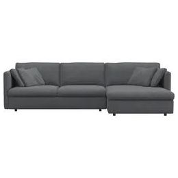 Ecksofa FLEXLUX "Lovane" Sofas Gr. B/H/T: 290cm x 84cm x 182cm, Lederoptik, Chaiselongue rechts, grau (elephant grey) Weich & anschmiegsam, große Sitztiefe auf Kaltschaum, Dekokissen inkl.