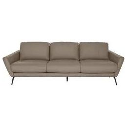 Big-Sofa W.Schillig "softy", braun (stone z59), B:254cm H:79cm T:113cm, Chenille-Flachgewebe R66 (85% Polyester, 15% Nylon), Velourgewebe V41 (100% Polyester), Longlife Xtra-Leder Z59: Glattleder mit modischer Prägung. Hautstärke 0, 9 - 1, 1 mm, Sofas, mit dekorativer Heftung im Sitz, Füße schwarz pulverbeschichtet