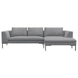 Ecksofa FLEXLUX "Loano" Sofas Gr. B/H/T: 298cm x 86cm x 169cm, Struktur, Chaiselongue rechts, grau (soft grau) modernes Sofa, frei im Raum stellbar, lose Kissen, Kaltschaum Sitz