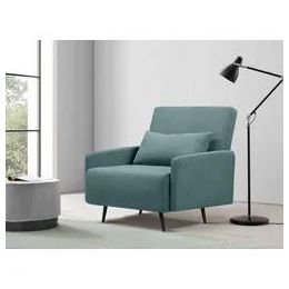 Schlafsofa Andas "Linnea" Sofas Gr. B/H/T: 87,2cm x 88cm x 89cm, Webstoff fein, blau (petrol) Daybed mit aufklappbarer Liegefläche